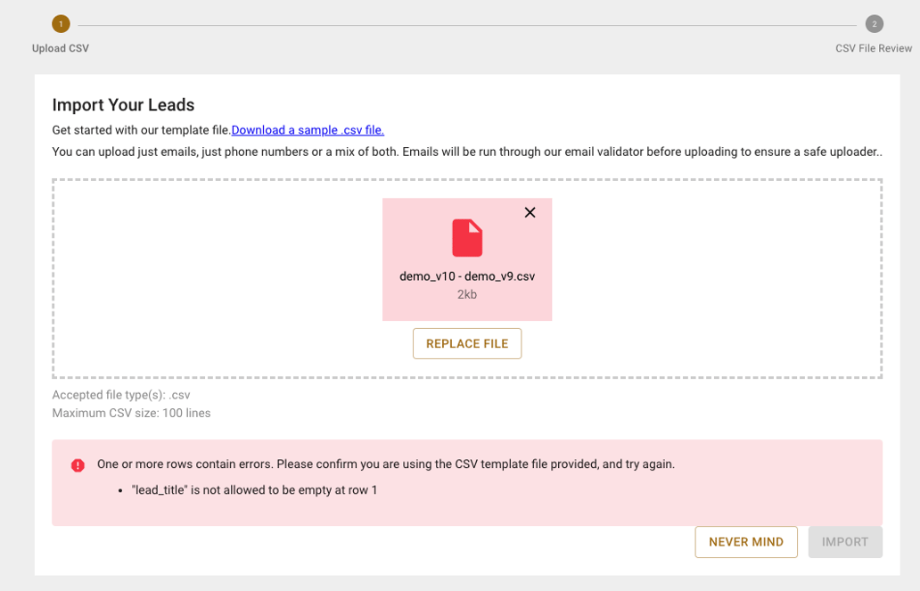 Adding Leads to Pipeline Using a CSV File
